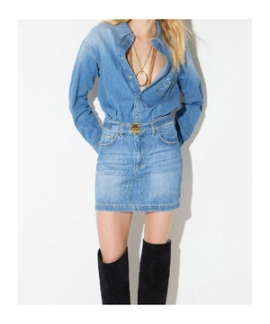 Elisabetta Franchi Belted Denim Mini Dress