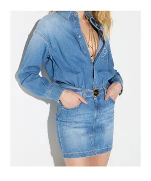 Elisabetta Franchi Belted Denim Mini Dress