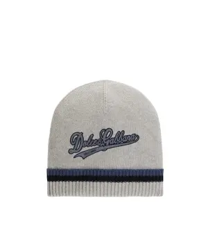 Dolce & Gabbana Knit Hat With Logo - Beige