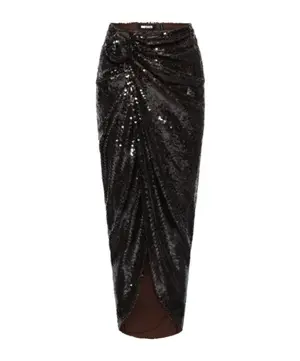 ROTATE BY BIRGER CHRISTENSEN Sequined Knot Skirt - Dark Brown
