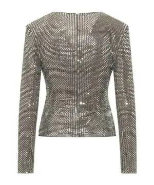 SELF-PORTRAIT Rhinestone Mesh Wrap Top