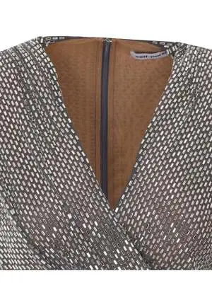 SELF-PORTRAIT Rhinestone Mesh Wrap Top