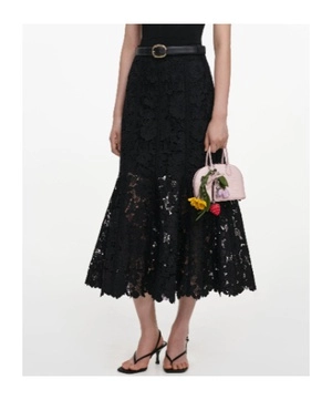 SELF-PORTRAIT A-line Lace Midi Skirt