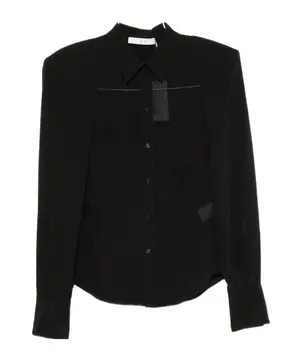 IRO PARIS Classic Collar Long Sleeve Shirt With Patch Pocket And Curved Hem - Black