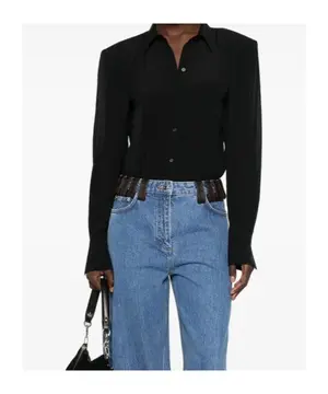 IRO PARIS Classic Collar Long Sleeve Shirt With Patch Pocket And Curved Hem