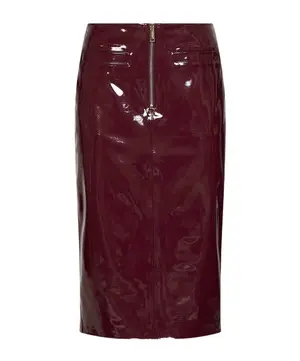 SELF-PORTRAIT Faux Leather Midi Skirt - Purple