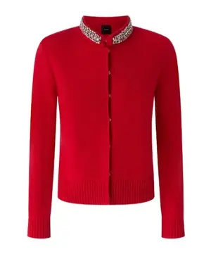 Pinko Cardigan With Jewel Embellished Collar