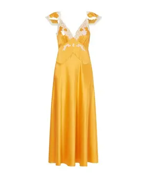 DÔEN DOEN Fiona Lace-Trimmed Silk-Satin Midi Dress No