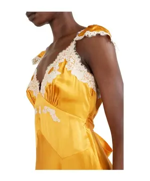 DÔEN Fiona Lace-trimmed Silk-satin Midi Dress - No