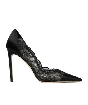 JIMMY CHOO Brigitte 100 Lace And Satin Pumps - Black