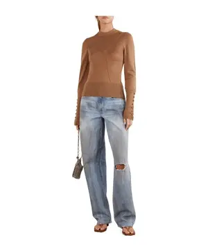 Rabanne Embellished Wool And Silk-blend Sweater