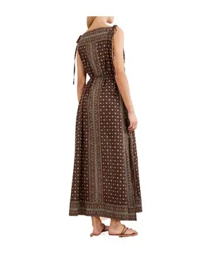 DÔEN Belted Printed Organic Cotton-voile Midi Dress