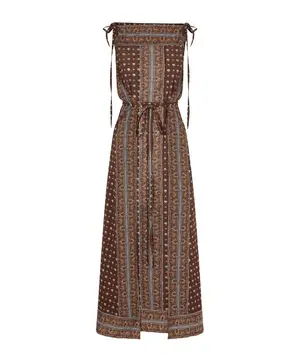 DÔEN Belted Printed Organic Cotton-voile Midi Dress - No