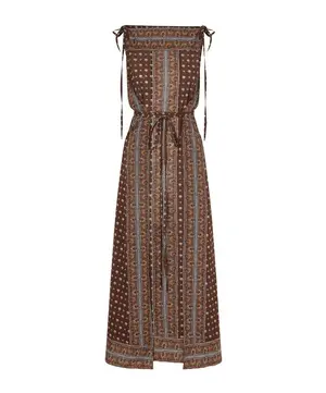 DÔEN Belted Printed Organic Cotton-voile Midi Dress - No