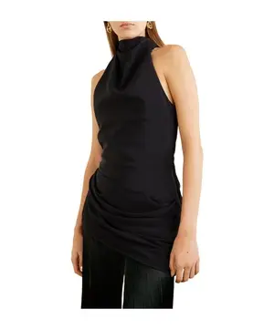 Cult Gaia Fringed Silk Halterneck Maxi Dress