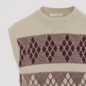 Dries Van Noten Argyle Knit Sleeveless Sweater