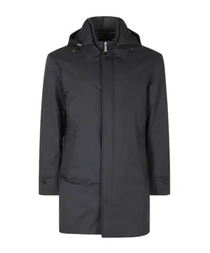 MOORER Long-sleeve Hooded Jacket - Dark Blue