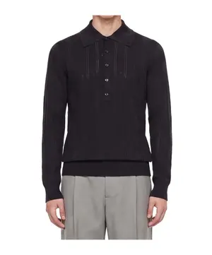 Dries Van Noten Long Sleeve Knitted Polo Shirt