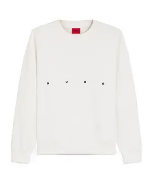 Hugo Boss Graphic Print Logo Embroidered Sweater - White