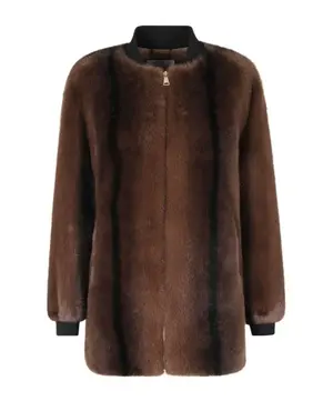 ERMANNO FIRENZE Faux-fur Zip-up Jacket - Black