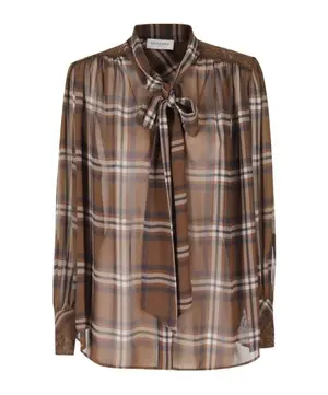 ERMANNO FIRENZE Check Pattern Pussy-bow Shirt