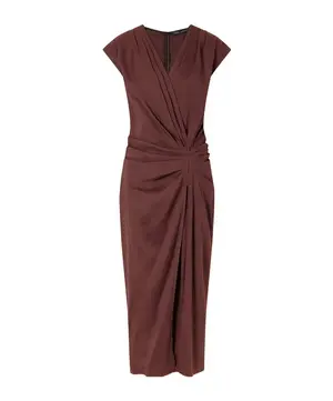 Proenza Schouler Gathered Linen-blend Midi Dress - Brown