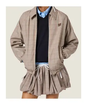 Miu Miu Prince Of Wales Checked Blouson Jacket