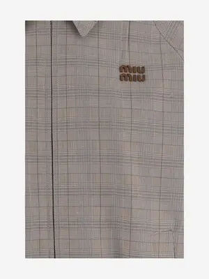 Miu Miu Prince Of Wales Checked Blouson Jacket