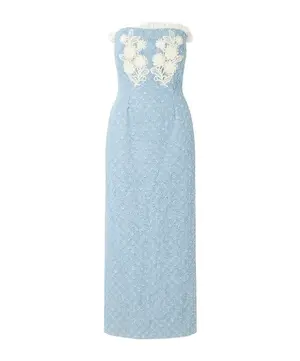RODARTE Appliquéd Sequin-embellished Lace-trimmed Denim Midi Dress - No