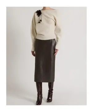 Alberta Ferretti Asymmetric Wool, Silk, And Cashmere Ribbed Sweater