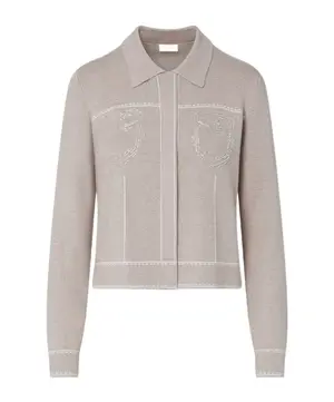 Liu Jo Knit Jacket With Beads - Beige