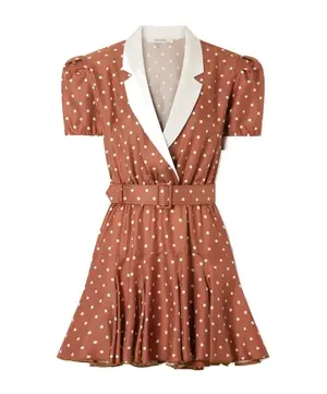 RODARTE Belted Polka-dot Silk Midi Dress