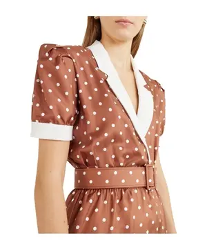 RODARTE Belted Polka-dot Silk Midi Dress