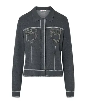 Liu Jo Knit Jacket With Beads - Grey