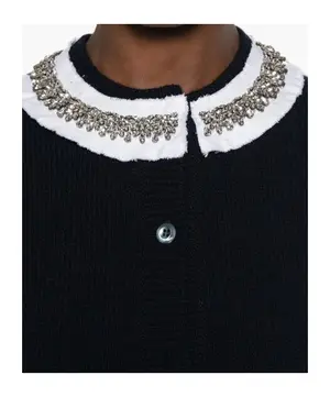 Prada Embellished Button-up Cardigan - Navy Blue