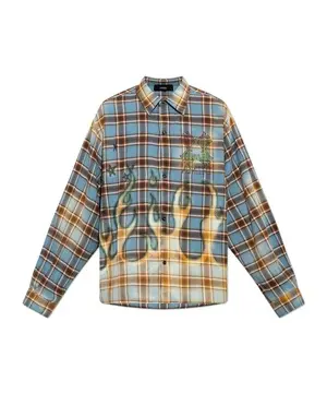 Amiri Oversized Checked Logo Shirt - Blue