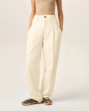 AMI Paris Cotton And Linen Trousers With Double Pleats