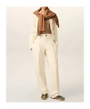 AMI Paris Cotton And Linen Trousers With Double Pleats