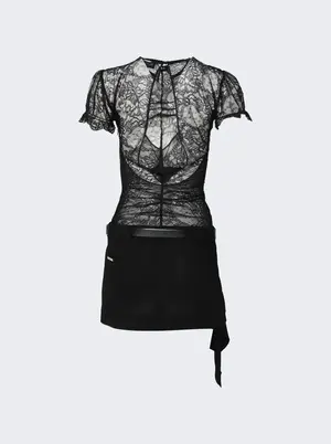Attico Lace Detailed Belted Waist Dress