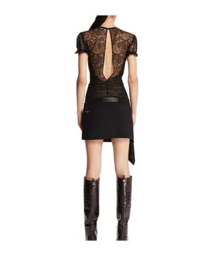 Attico Lace Detailed Belted Waist Dress