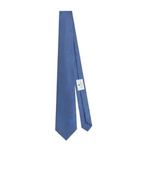 Etro Silk Jacquard Neck Tie With Embroidered Logo - Light Blue