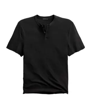 JAMES PERSE Slub Jersey Short Sleeve Henley - Black