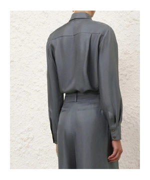 Zimmermann Long Sleeve Shirt With Detachable Tasseled Tie