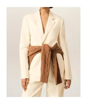 AMI Paris Single Breasted Cotton Linen Blazer