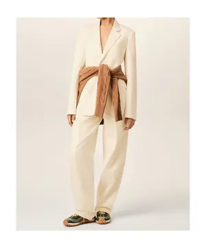 AMI Paris Single Breasted Cotton Linen Blazer