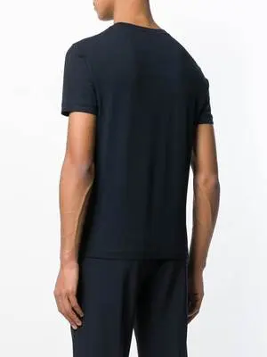 Giorgio Armani Dark Blue Logo Embroidered T-shirt - Black
