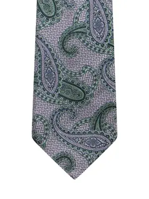 Etro Paisley Silk Jacquard Neck Tie - Gray