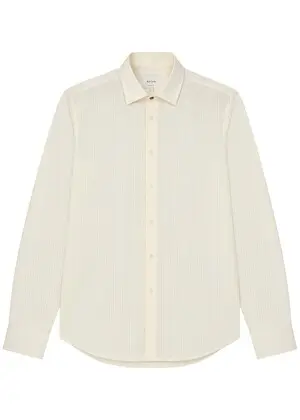 Paul Smith Striped-jacquard Cotton And Silk-blend Shirt - White