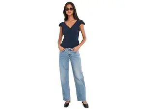 Madewell Cap Sleeve V-neck Lace Trim Top