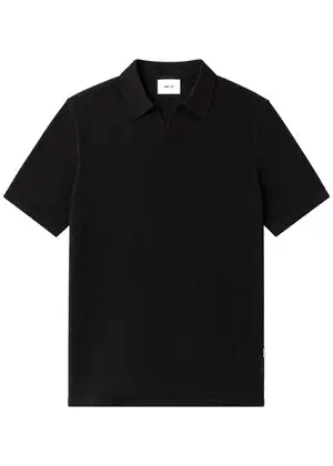 Nn07 Paul Textured Cotton-knit Polo Shirt - Black